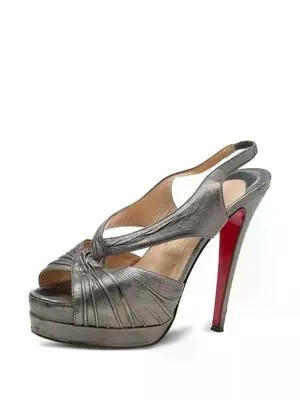 CHRISTIAN LOUBOUTIN Metallic Leather Slingback Stiletto Pumps