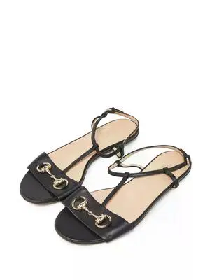 Gucci Leather Flat Sandals With Horsebit Detail