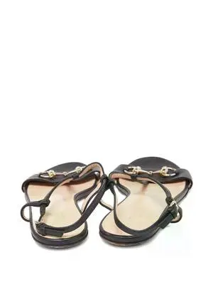 Gucci Leather Flat Sandals With Horsebit Detail