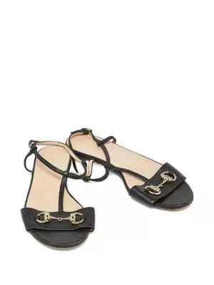 Gucci Leather Flat Sandals With Horsebit Detail