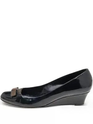 Fendi Patent Wedge Pumps With Bow Detailing