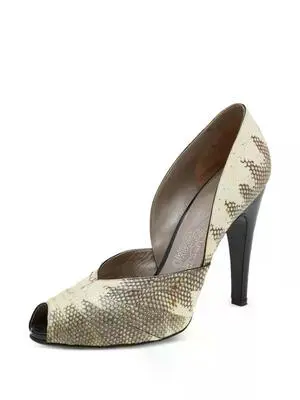 FERRAGAMO 120mm Leather Peep-toe Pumps