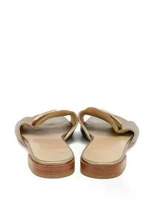 STUART WEITZMAN Metallic Slides With Gold-tone Buckle Detail