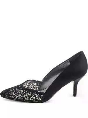 STUART WEITZMAN Lace Panel Pointed Toe Pumps