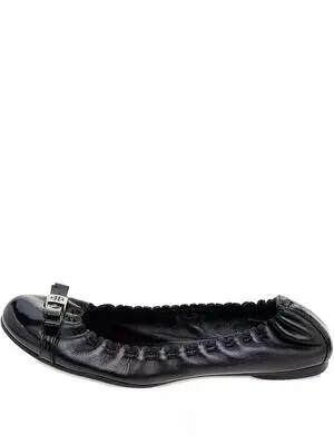 Tory Burch Leather Ballet Flats With Silver Tone Hardware