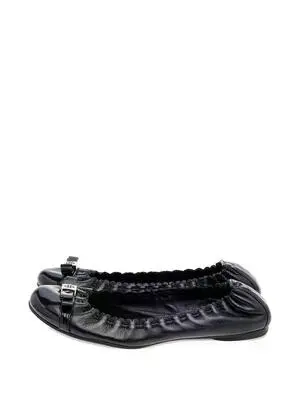 Tory Burch Leather Ballet Flats With Silver Tone Hardware