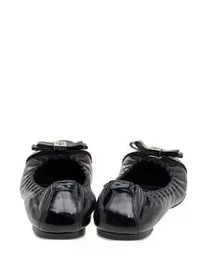 Tory Burch Leather Ballet Flats With Silver Tone Hardware