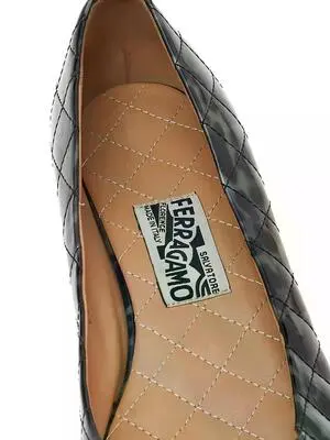 FERRAGAMO Quilted Patent Leather Varina Ballet Flats With Oversize Bow Detail