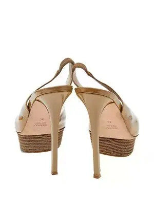 LE SILLA Patent Leather Peep-toe Slingback Sandals