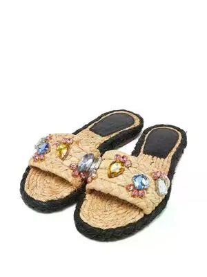 Tory Burch Braided Embellished Espadrille Slides
