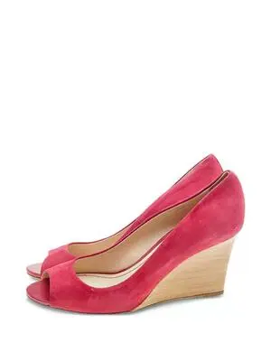 TOD'S Peep-toe Suede Wedge Pumps