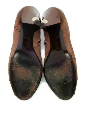 LOUIS VUITTON Suede Leather Peep-toe Pumps