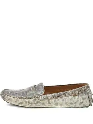 FERRAGAMO Leopard Print Leather Loafers