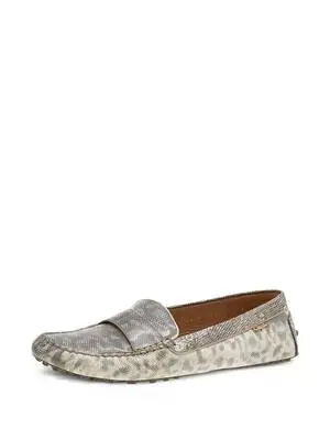 FERRAGAMO Leopard Print Leather Loafers