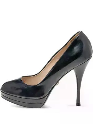 Versace Patent Leather Peep Toe Platform Stiletto Pumps