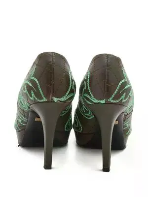 Versace 95mm Embroidered Pumps