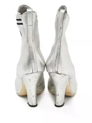 Fendi 105mm Metallic-leather Ankle Boots With Ribbed Sock Detail