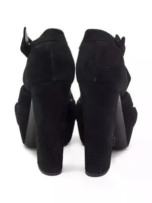 Miu Miu Suede Crystal Embellished Platform Sandals