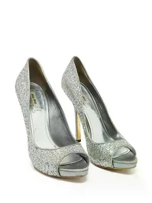 Miu Miu Metallic Glitter High Stiletto Heel Pumps