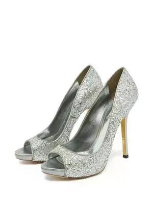 Miu Miu Metallic Glitter High Stiletto Heel Pumps
