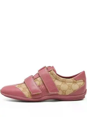 Gucci Gg Canvas Sneakers With Leather Trim And Touch-strap Fastening