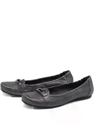 STUART WEITZMAN Leather Perforated Loafers With Embellishment