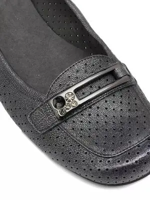 STUART WEITZMAN Leather Perforated Loafers With Embellishment