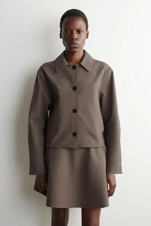 Cos Rounded Jersey Jacket - Brown