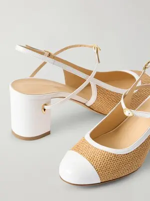 Jennifer Chamandi Leather And Raffia Slingback Pumps