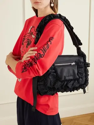 Simone Rocha Broderie Anglaise-trimmed Shell Shoulder Bag - Black