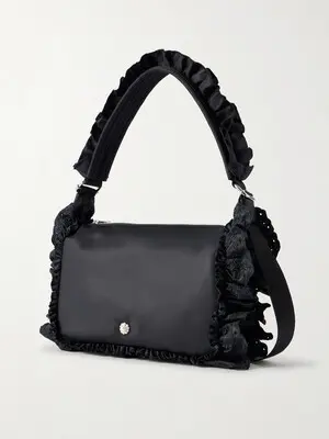 Simone Rocha Broderie Anglaise-trimmed Shell Shoulder Bag - Black