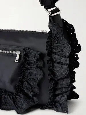 Simone Rocha Broderie Anglaise-trimmed Shell Shoulder Bag - Black