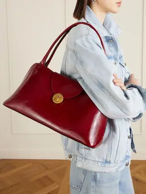 Versace Vivian Medium Glossed-leather Shoulder Bag - Red