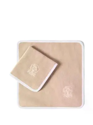 Brunello Cucinelli 2-piece Cotton Terrycloth Hand Towel Set With Embroidery - Neutrals