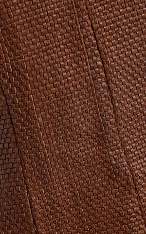 ST. AGNI Strapless Woven Leather Top