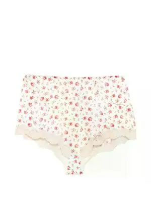 Dolce & Gabbana Small Rose-print Lace And Satin Briefs - White