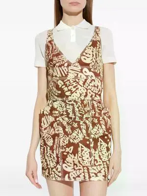 Dsquared2 Rebel Hibiscus V-neck Sleeveless Printed Dress