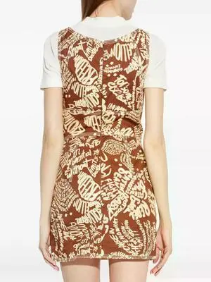 Dsquared2 Rebel Hibiscus V-neck Sleeveless Printed Dress