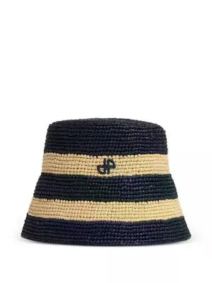 PATOU Striped Logo-embroidered Bucket Hat - Blue