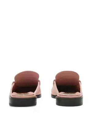 Burberry Leather Mules With Enamel Knight Detail - Pink