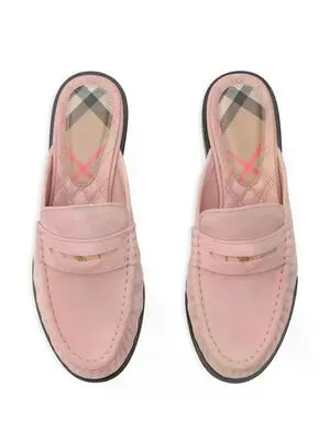Burberry Leather Mules With Enamel Knight Detail - Pink