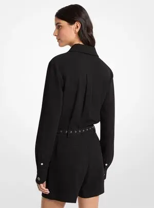 Michael Kors Belted Crepe Romper