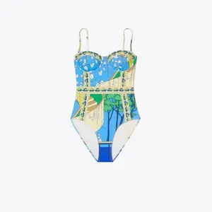 Tory Burch Printed One-piece Swimsuit - The Pool Blue