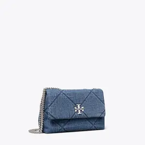 Tory Burch Kira Diamond Quilt Denim Shoulder Bag - Blue