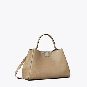Tory Burch Eleanor Soft Croc-embossed Satchel - Ginger Leaf