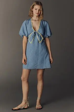 Anthropologie Short-sleeve Plunge Mini Dress