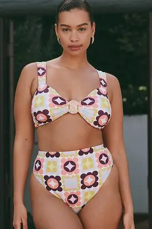 CELANDINE X Holly Clarke Mari High-waist Bikini Bottoms - Pink Pattern