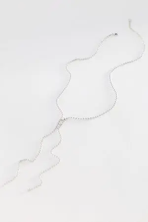Anthropologie Crystal Pendant Y-necklace - Silver