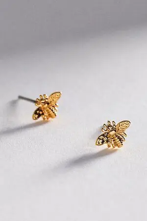 Anthropologie Icon Post Floral Stud Earrings Bee