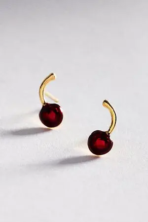 Anthropologie Icon Post Floral Stud Earrings Cherry
